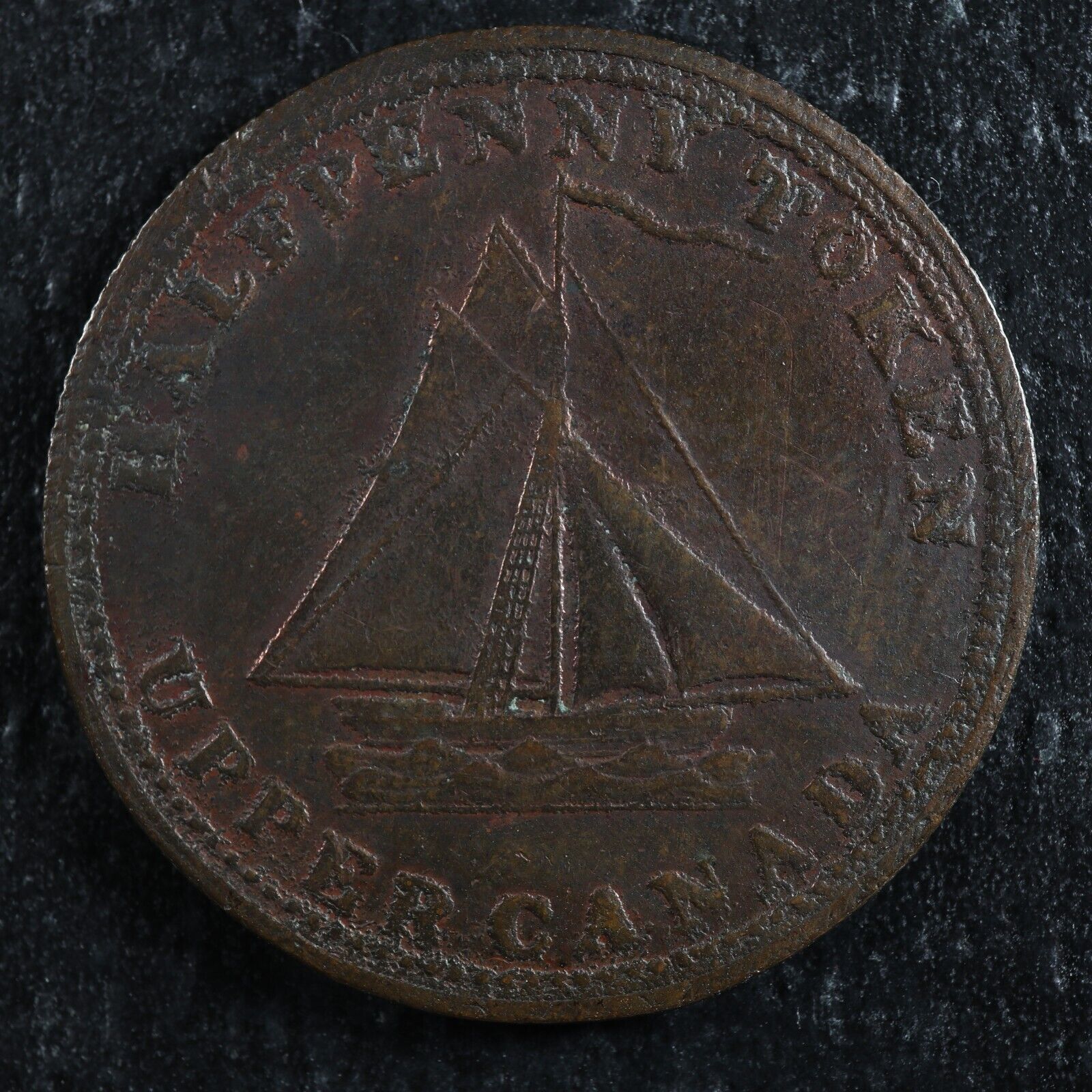 UC-9A4 Halfpenny token 1820 Upper Canada Ontario ship Breton 727 ...