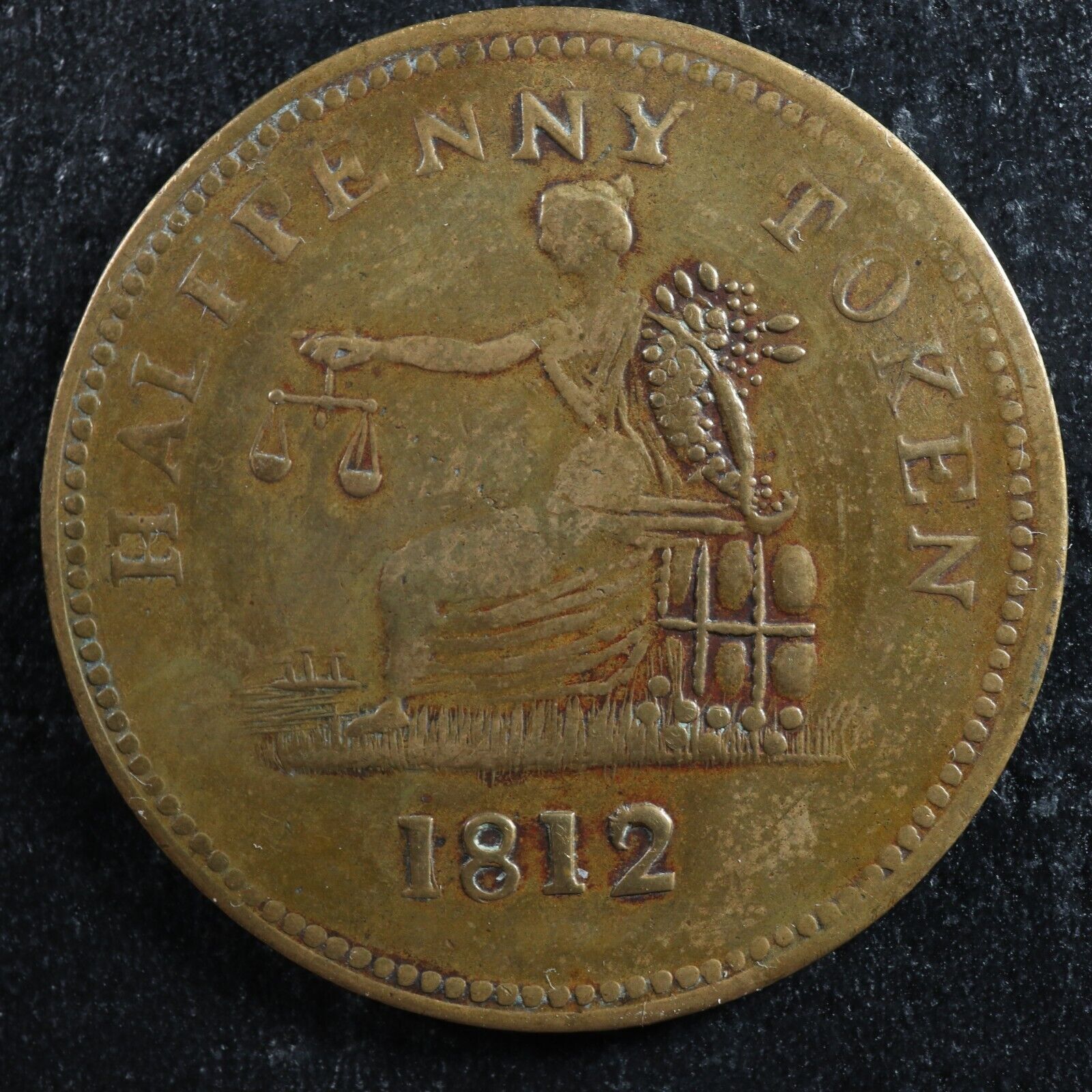 LC-48-11 Halfpenny token 1812 Lower Bas Canada Quebec Tiffin Breton 960 – Jetons Canada