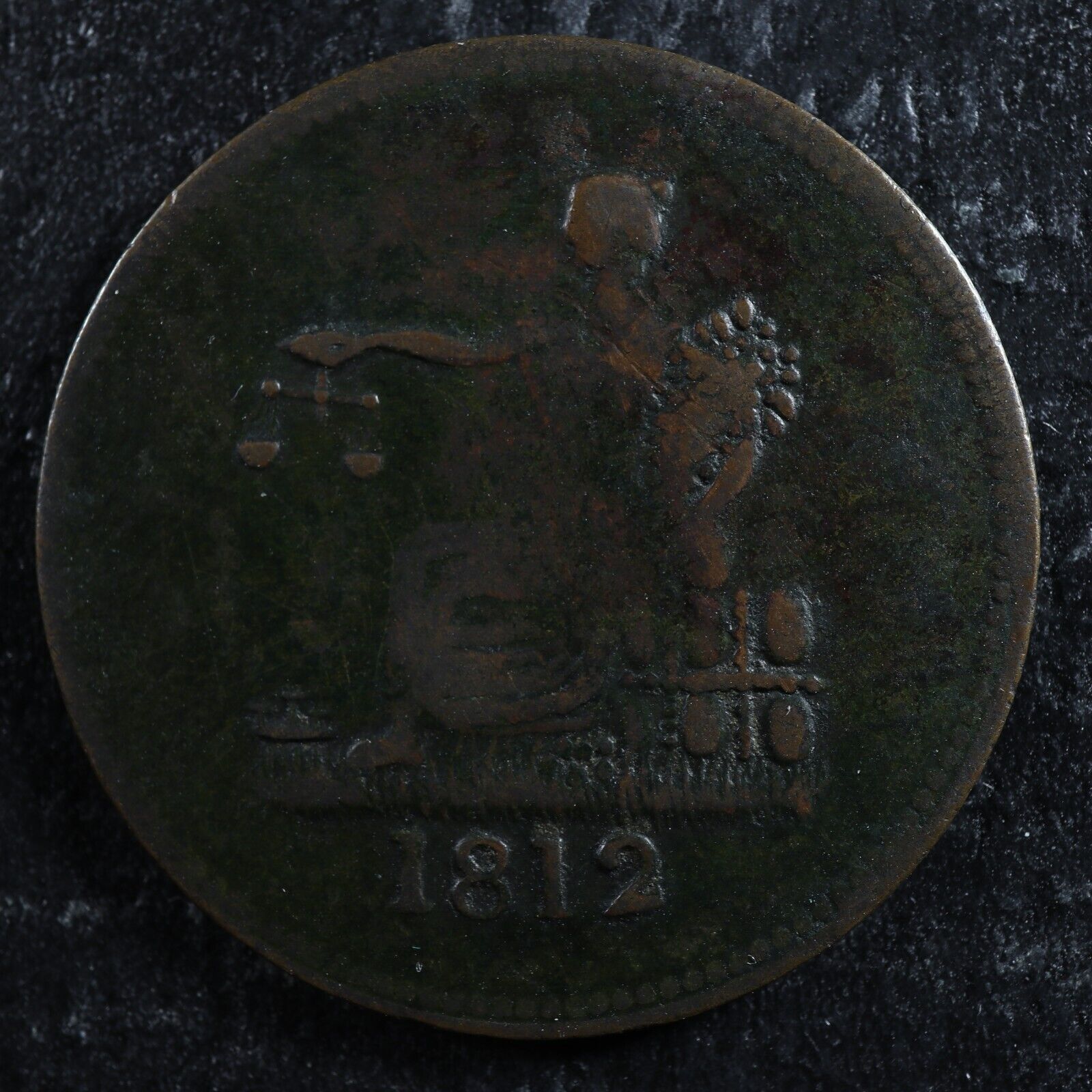 LC-48-2 Halfpenny token 1812 Lower Bas Canada Quebec Tiffin Breton 961 ...