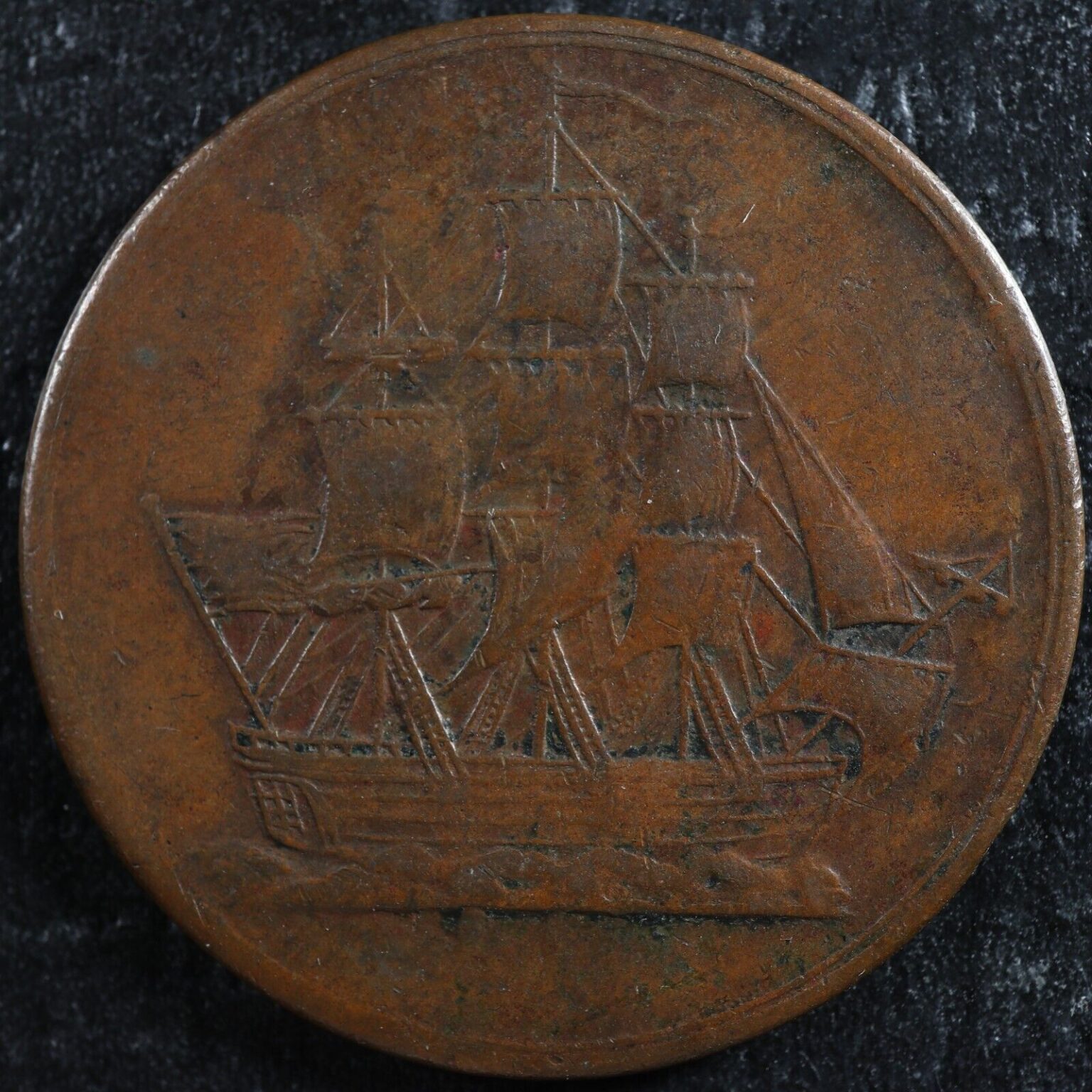 LC-56A1 Halfpenny token 1812 Lower Bas Canada Quebec Ship Breton 1004 ...