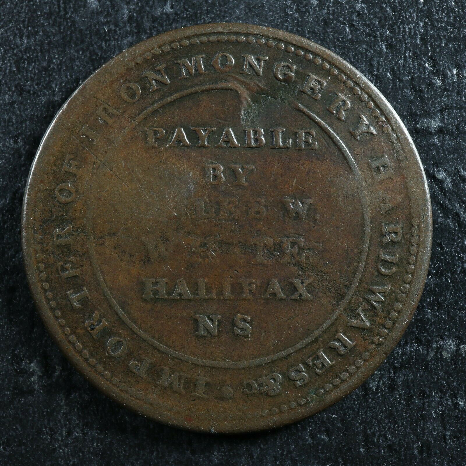 NS-13A1 Halfpenny token 1815 W. White Canada Nova Scotia Halifax Breton ...