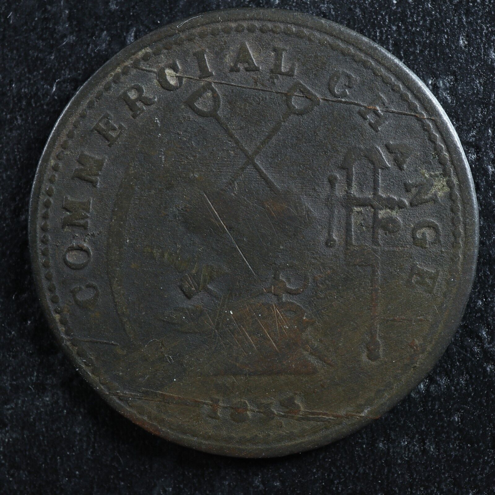UC-13 Halfpenny token 1833 Upper Canada brass Commercial Change ship ...