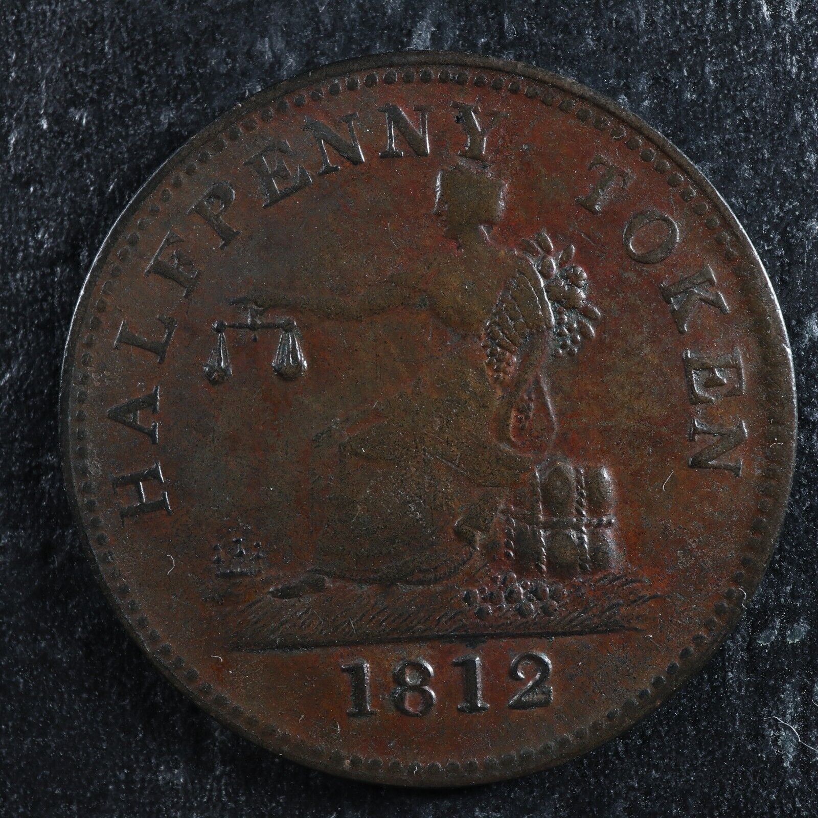 LC-48-24 Halfpenny token 1812 Lower Bas Canada Quebec Tiffin Breton 960 – Jetons Canada