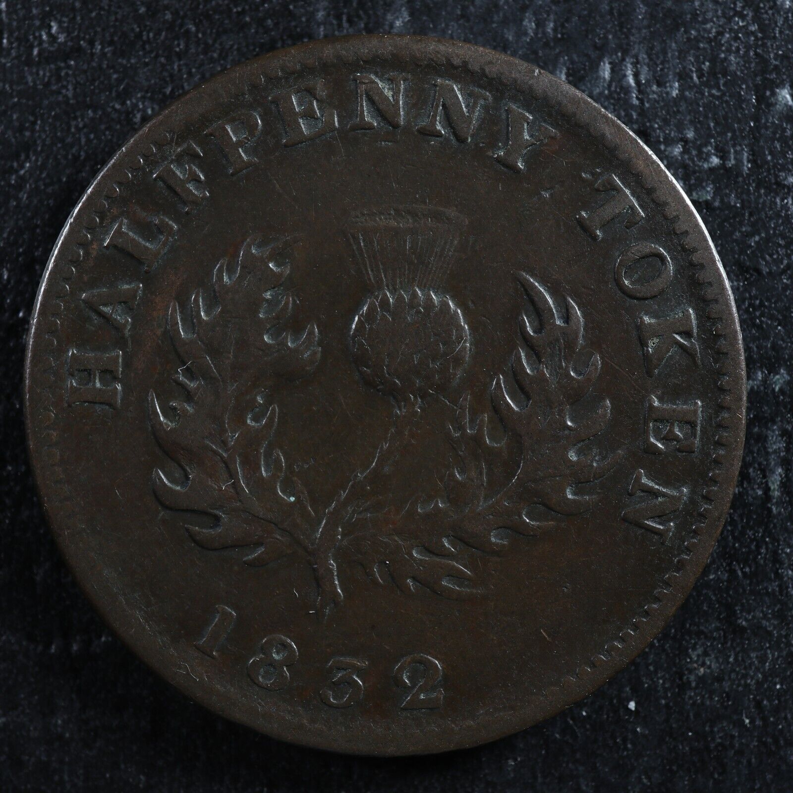 NS-1D1 Halfpenny 1832 Canada token Nova Scotia Thistle Breton 871 – Jetons Canada