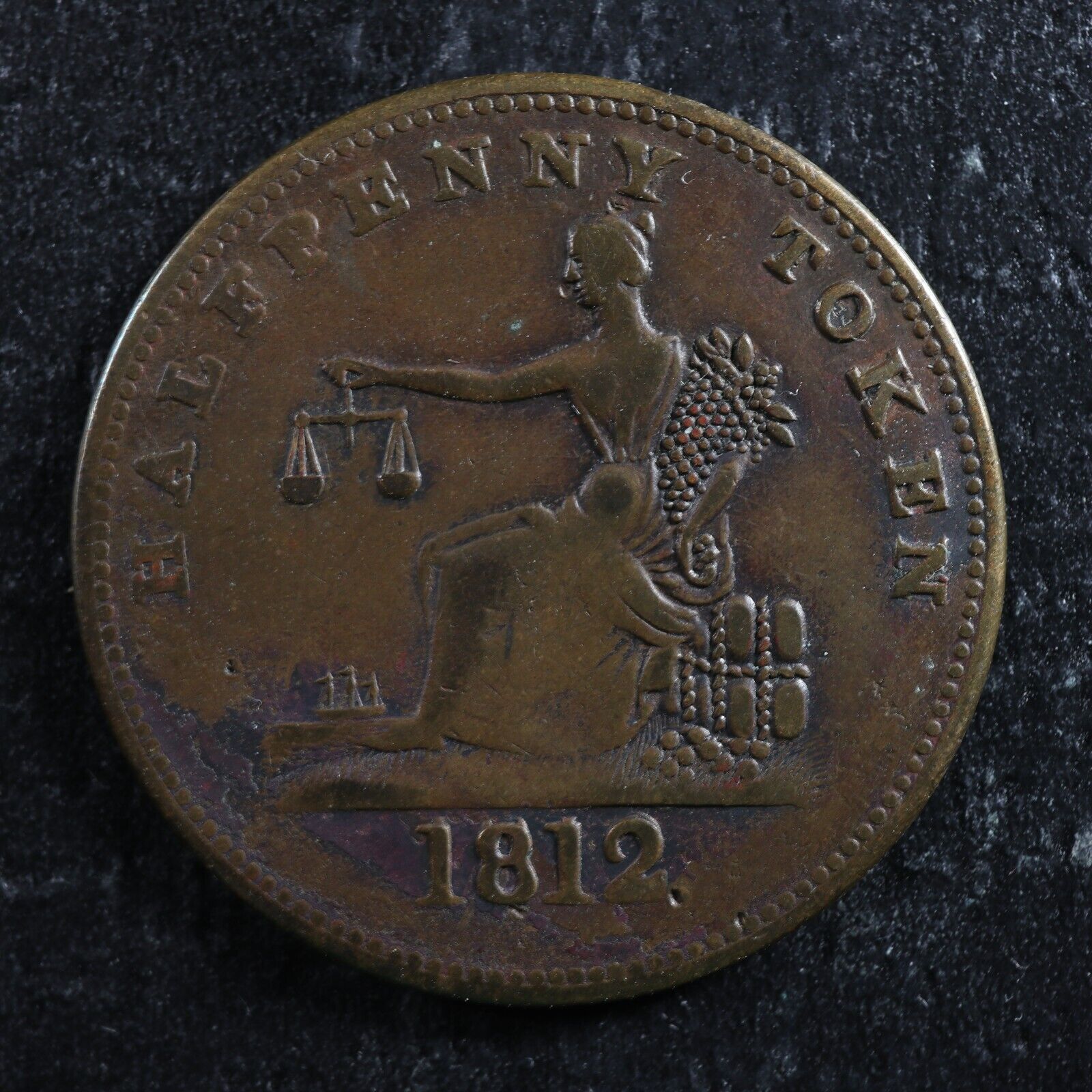 LC-48-18 Halfpenny token 1812 Lower Bas Canada Quebec Tiffin Breton 961 ...