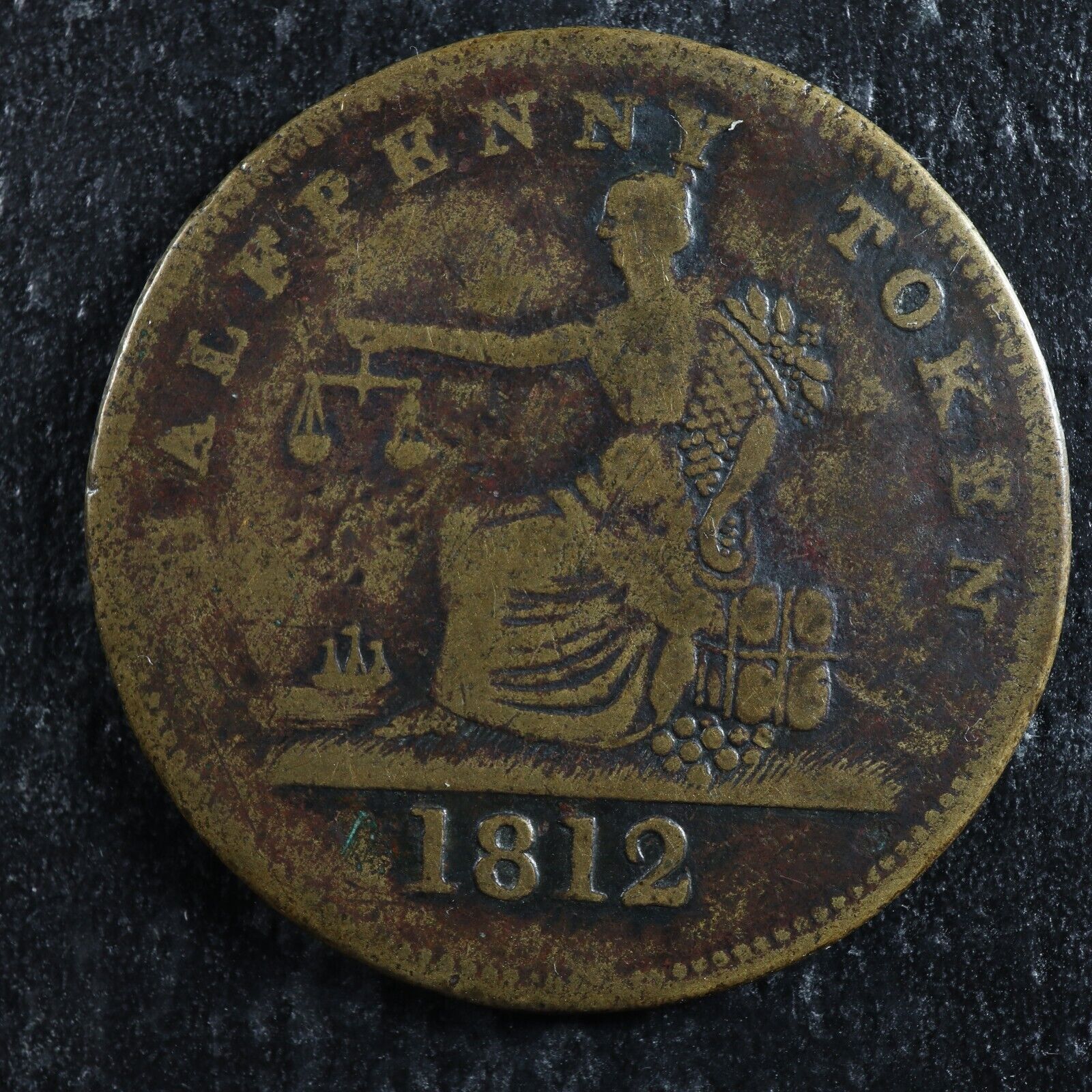 LC-48-19 Halfpenny token 1812 Lower Bas Canada Quebec Tiffin Breton 960 ...