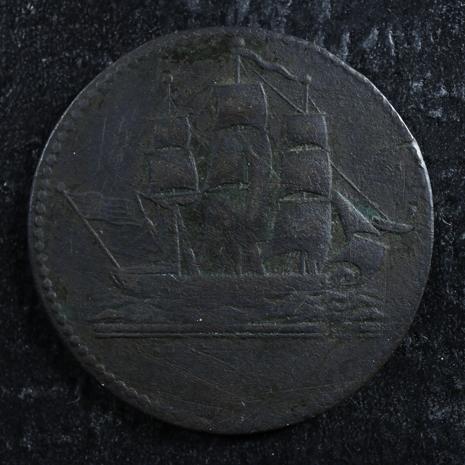 PE-10-1 Ships Colonies & Commerce token PEI Canada American flag Breton ...