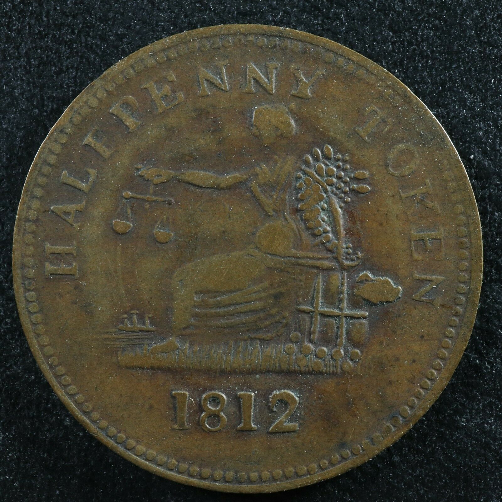 LC-48B1 TF-11a Halfpenny token 1812 Lower Bas Canada Quebec Tiffin Breton 960 – Jetons Canada