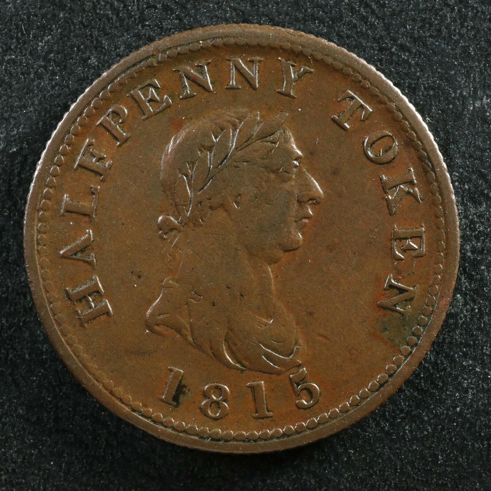 NS-27A1 Halfpenny token 1815 Canada Nova Scotia Halifax ship Breton 889 ...