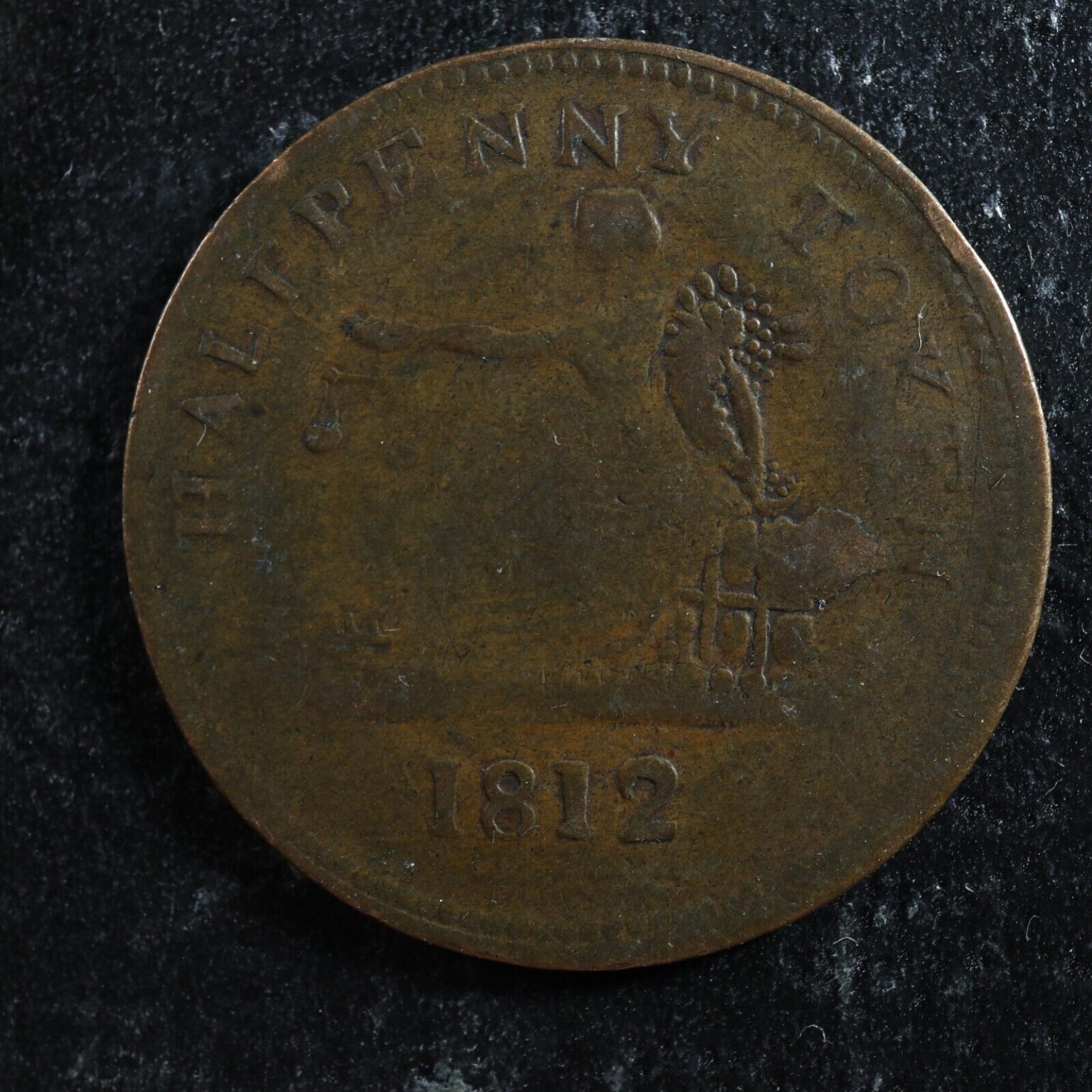 LC-48-10 Halfpenny token 1812 Lower Bas Canada Quebec Tiffin Breton 960 – Jetons Canada