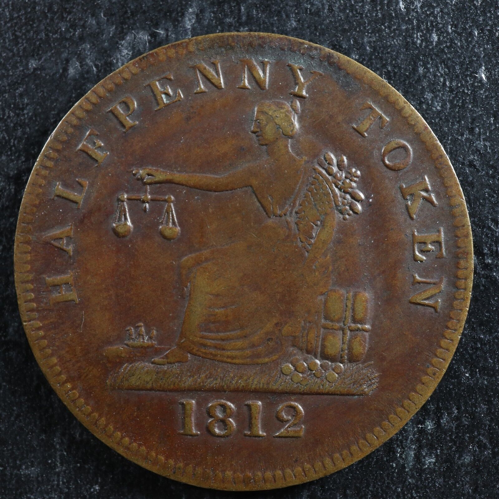 LC-48-17 Halfpenny token 1812 Lower Bas Canada Quebec Tiffin Breton 960 – Jetons Canada