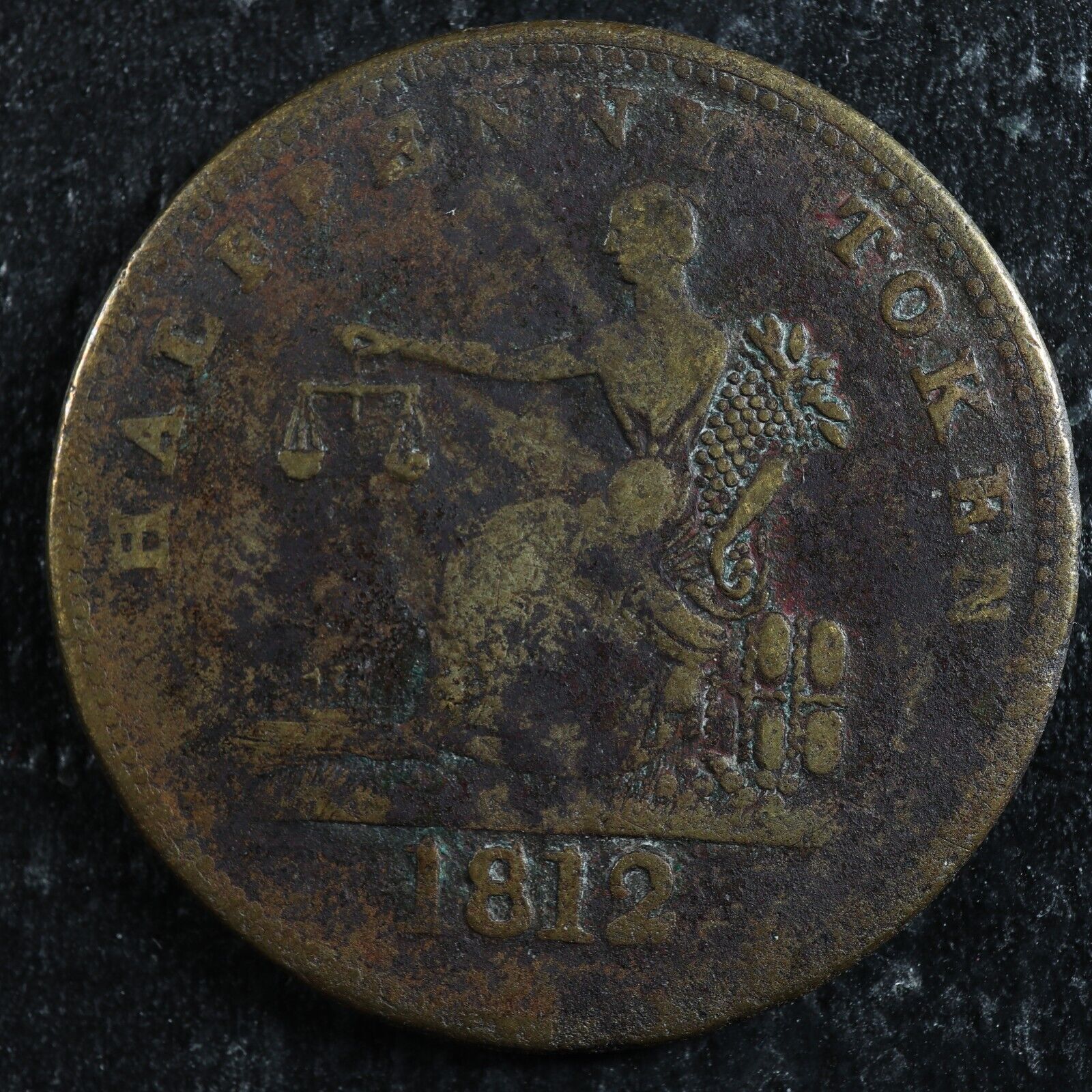 LC-48-18 Halfpenny token 1812 Lower Bas Canada Quebec Tiffin Breton 960 – Jetons Canada