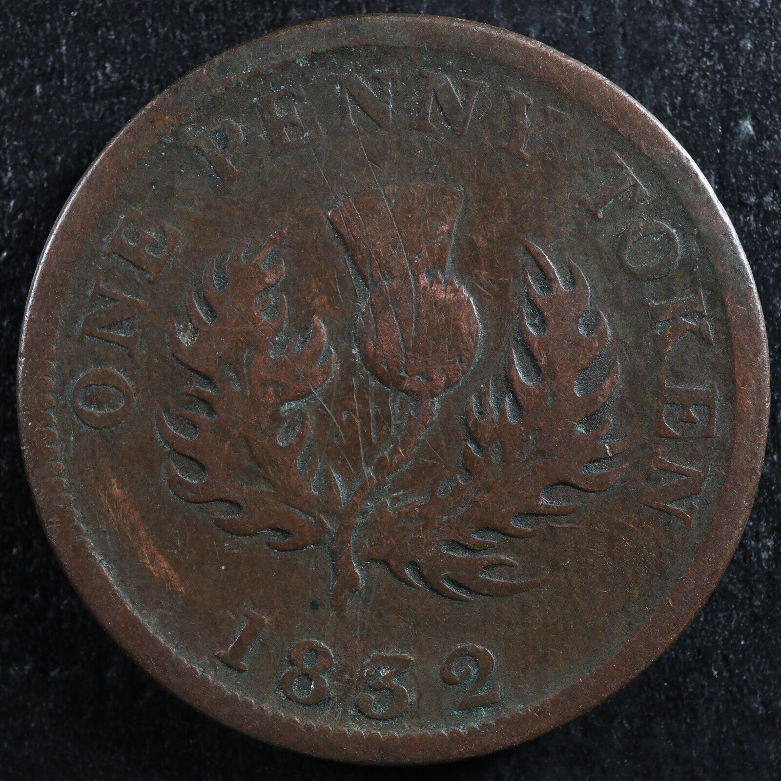 NS-2B3 One Penny token 1832 Canada Nova Scotia Thistle Breton 870 ...