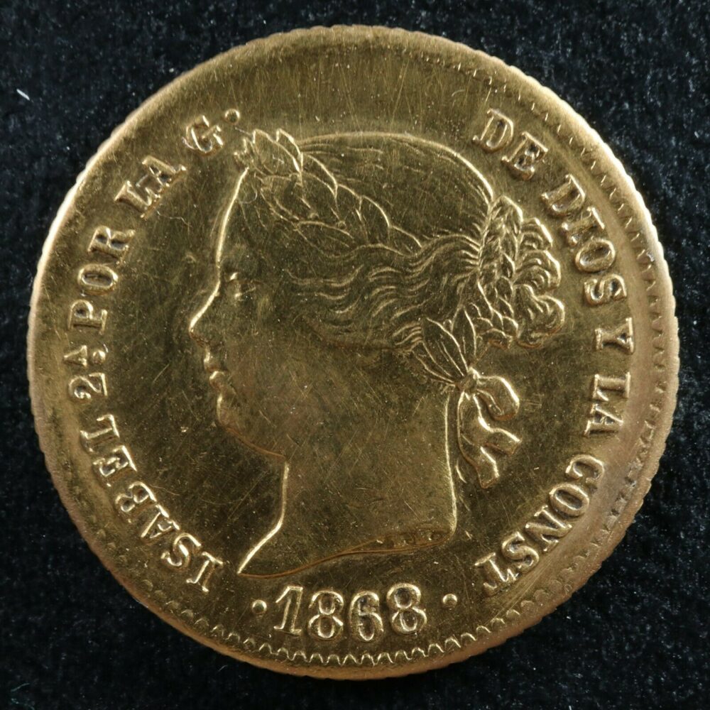 2 pesos 1868 Philippines Spanish colonies KM#143 gold Pilipinas ...